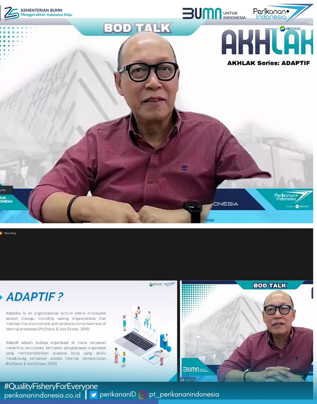 PT Perikanan Indonesia - PT Perikanan Indonesia menggelar BOD Talk Akhlak Series dengan tema Adaptif